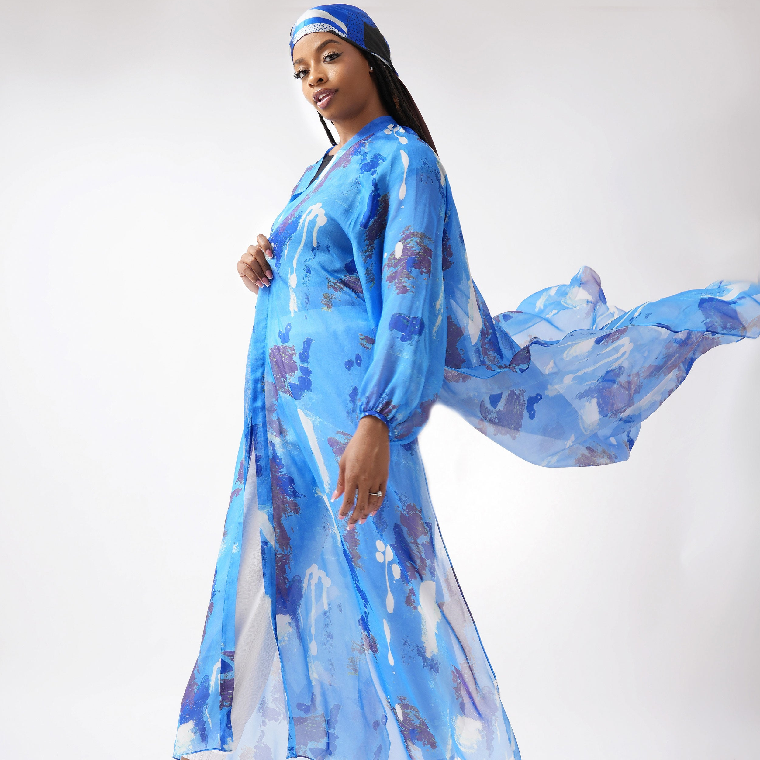 Blue Navy Wall Splash Raglan Duster – Cedric Brown Collection